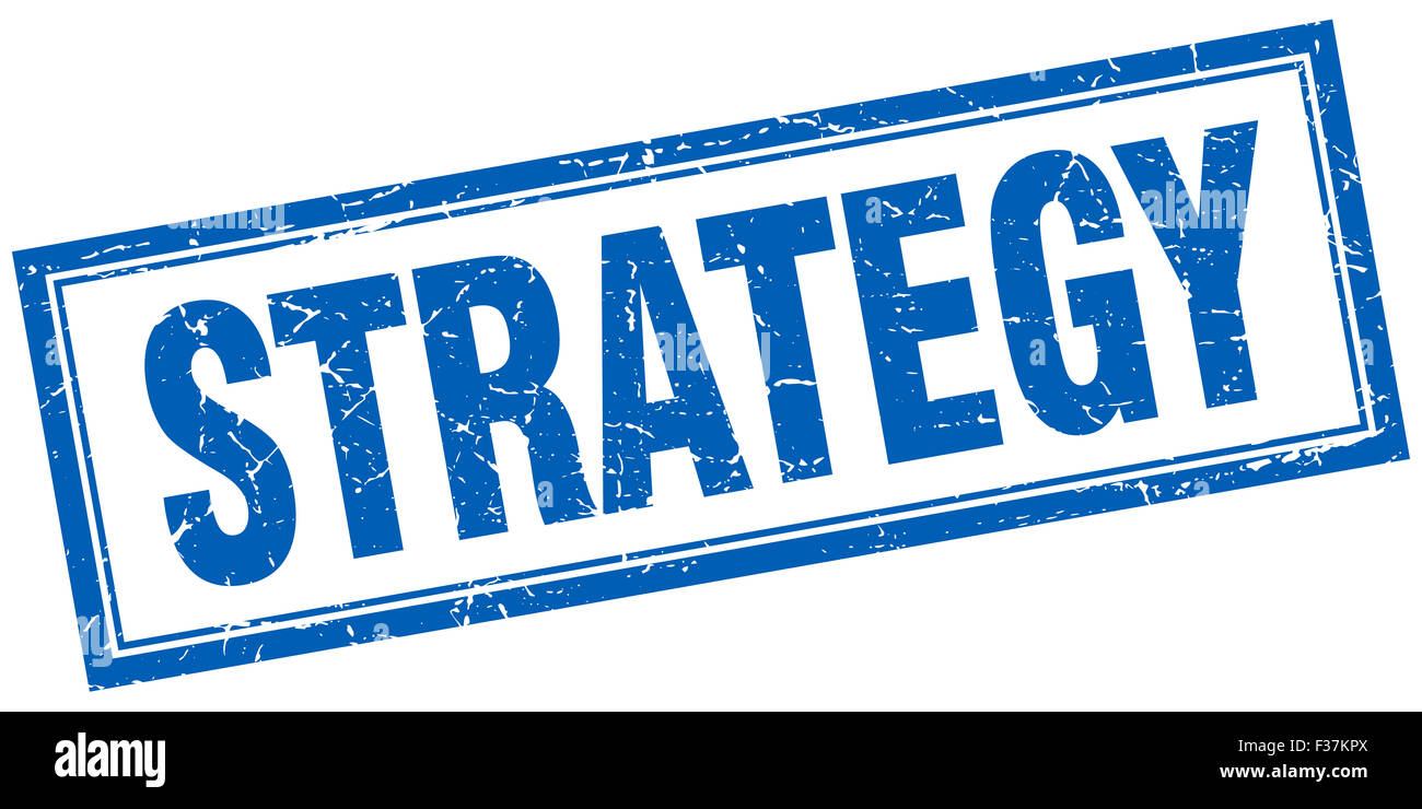 strategy blue square grunge stamp on white Stock Photo - Alamy