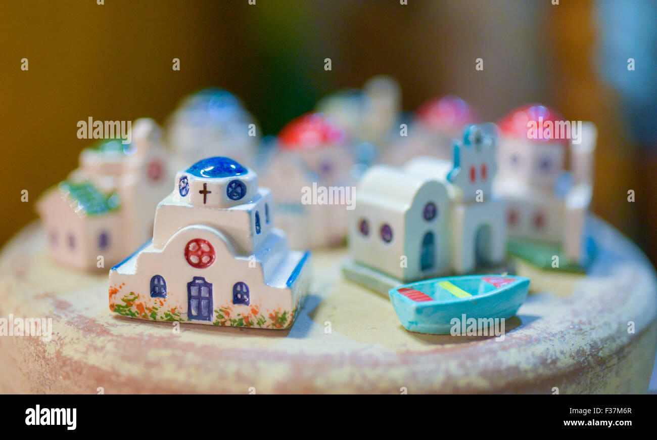 Ceramic miniature of Orthodox churches in Greece Stock Photo - Alamy
