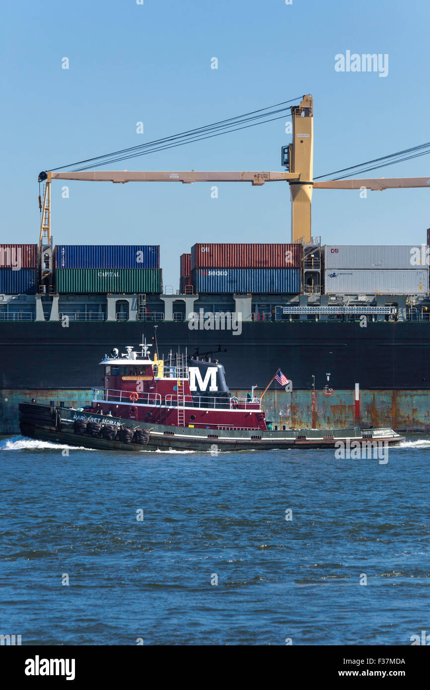 Cargo Ship being Pushed by Tugboat, Container Shipping Lane, Buttermilk ...