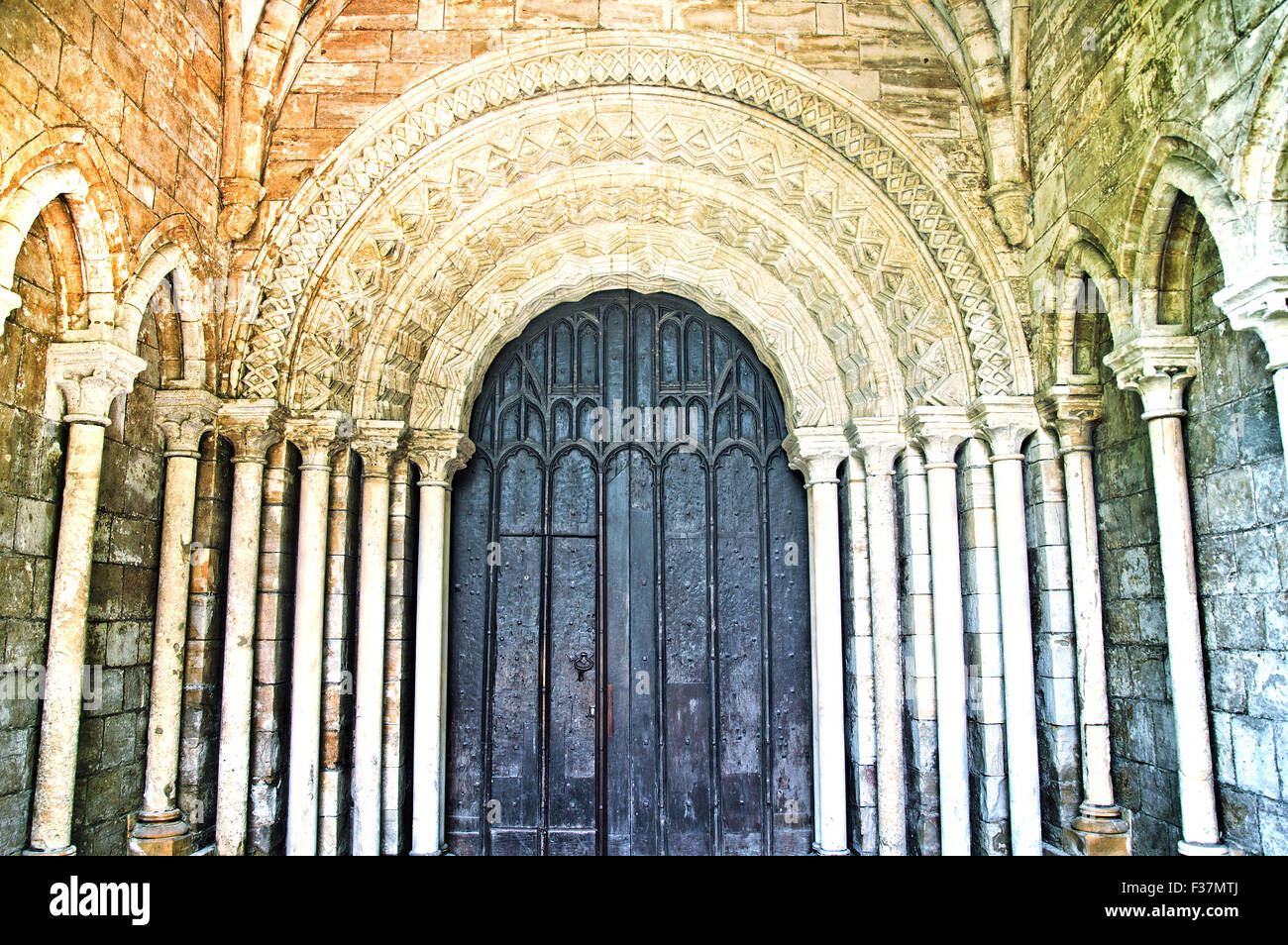 Old historic portal with wooden doors. Old architecture conceptual ...