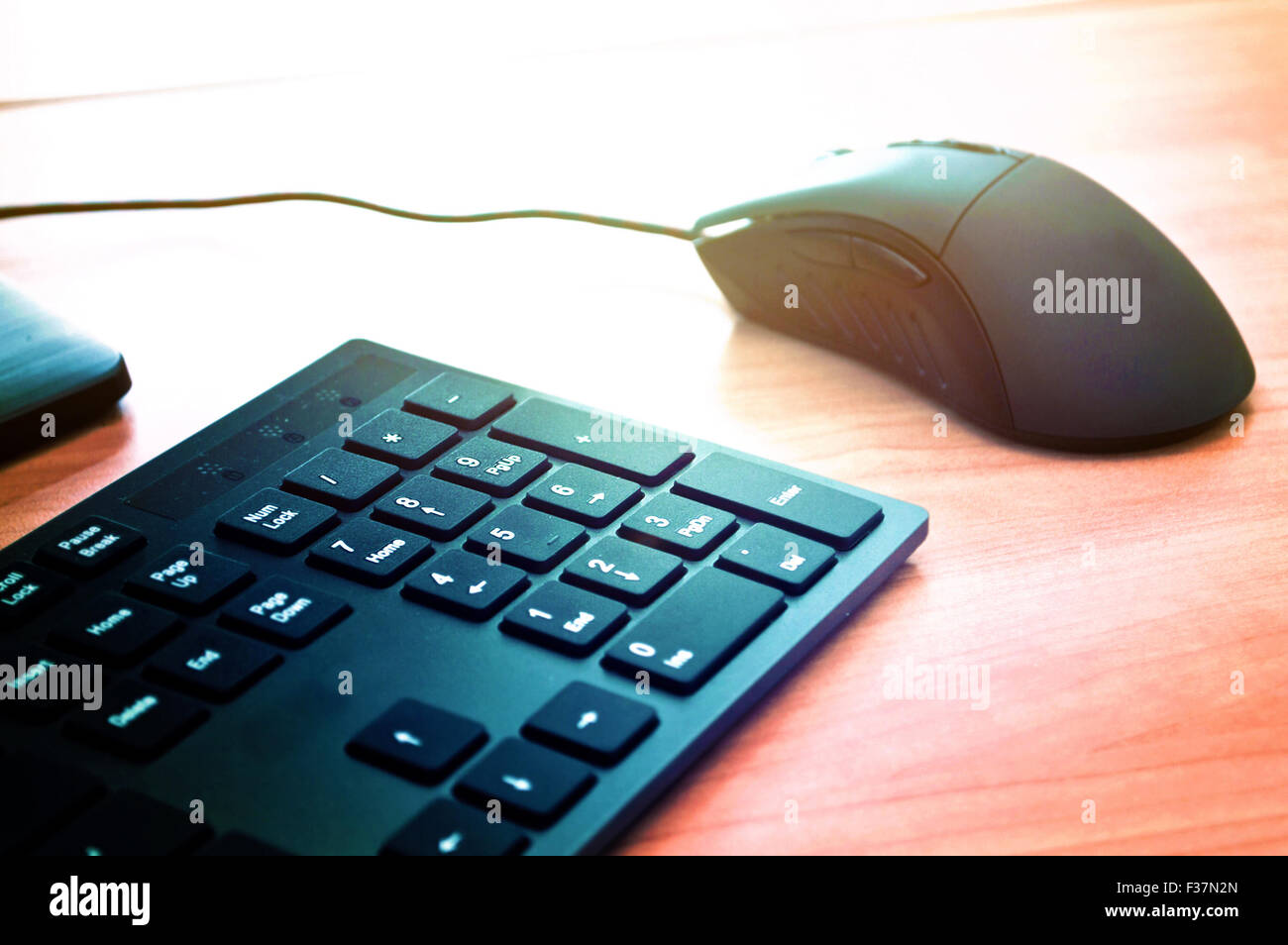 Computer mouse and keyboard on the office table. Computer technology ...