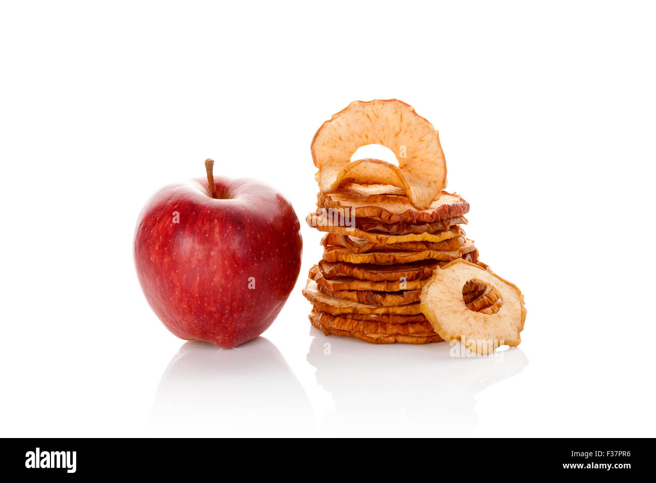 Dry apples isolated on white background. Healthy snack eating Stock ...
