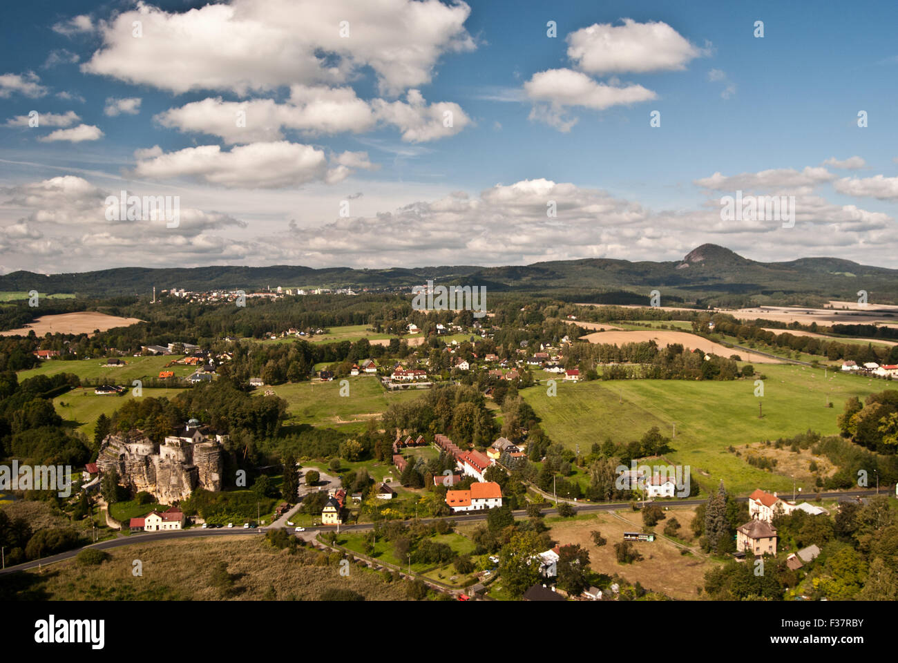 panorama from rozhledna Na Strazi lookout about Sloup v Cechach village ...