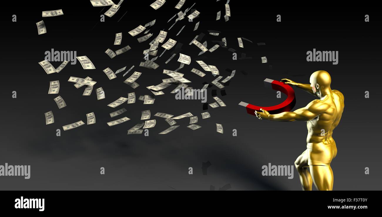 Businessman Attracting and Pulling Money with a Magnet Stock Photo - Alamy