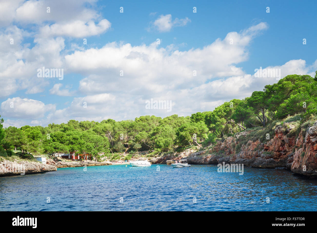 Beautiful beach bay azure sea water. Majorca island, Spain Stock Photo ...