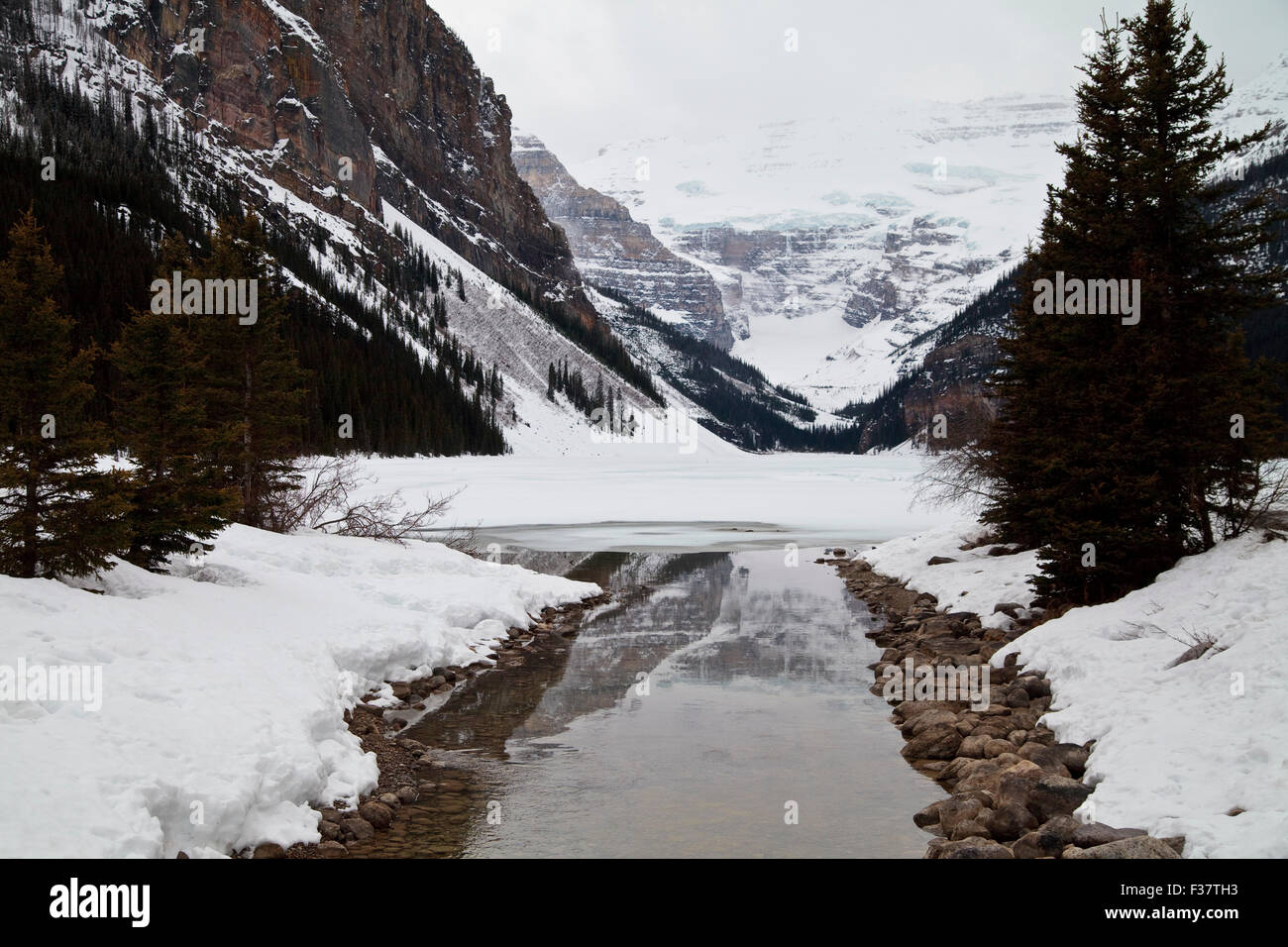 View of Lake Louise in Banff, Alberta in early spring Stock Photo - Alamy