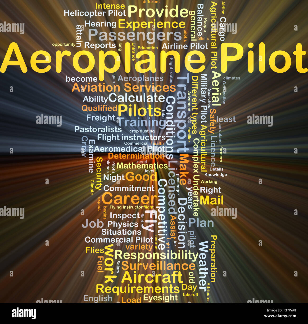 Background concept wordcloud illustration of aeroplane pilot glowing ...
