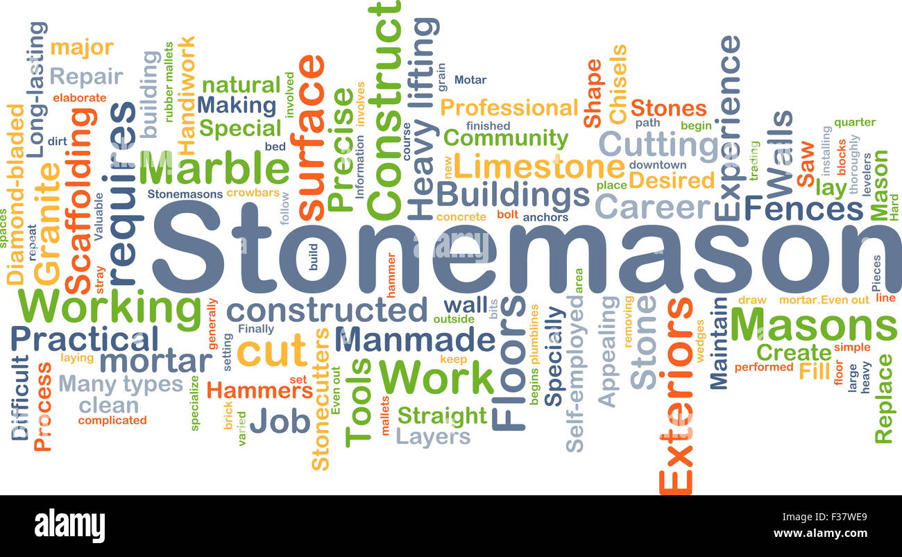 Background concept wordcloud illustration of stonemason Stock Photo - Alamy