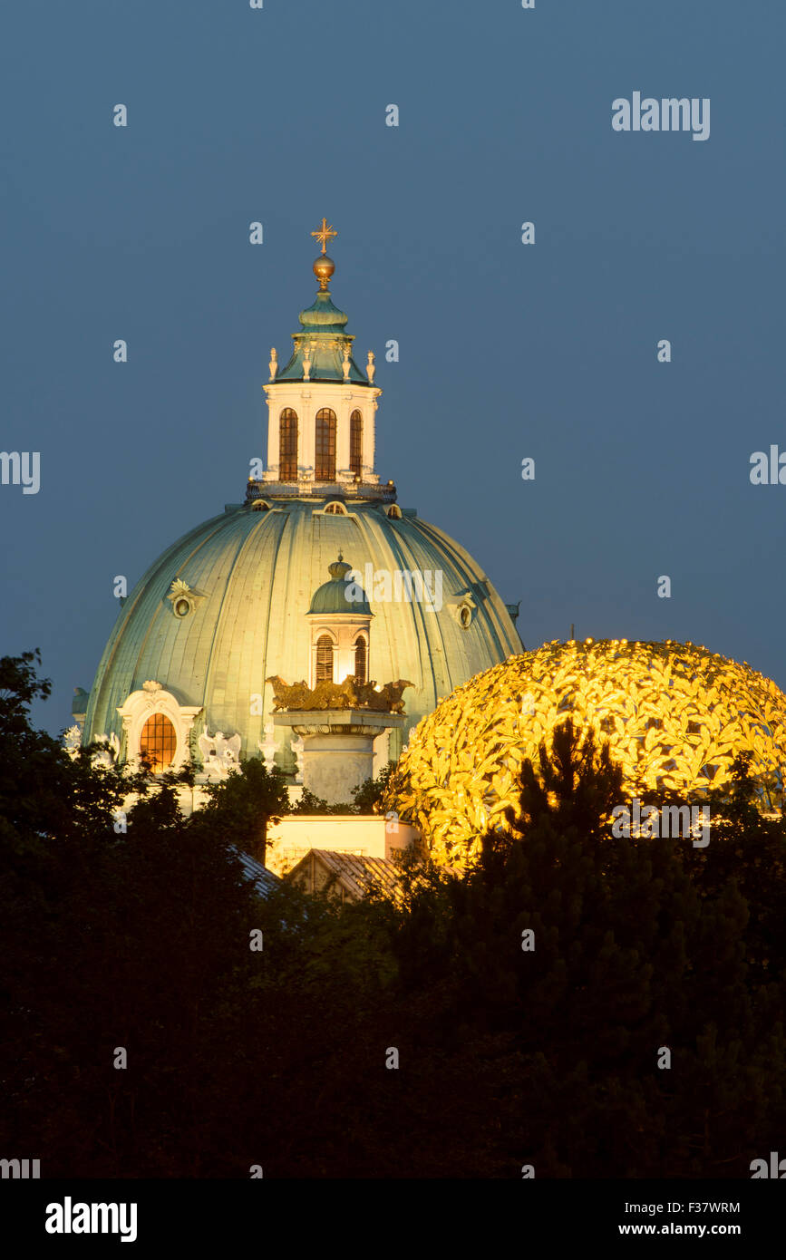 Dome of of Charles church and of Secession-building, Vienna, Austria ...