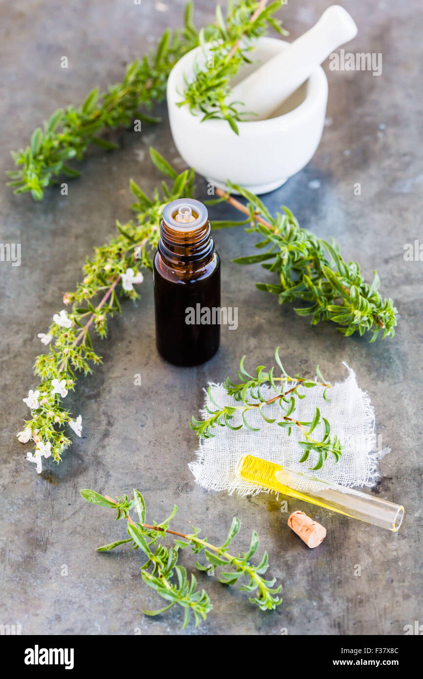 Oil of savory Stock Photo - Alamy