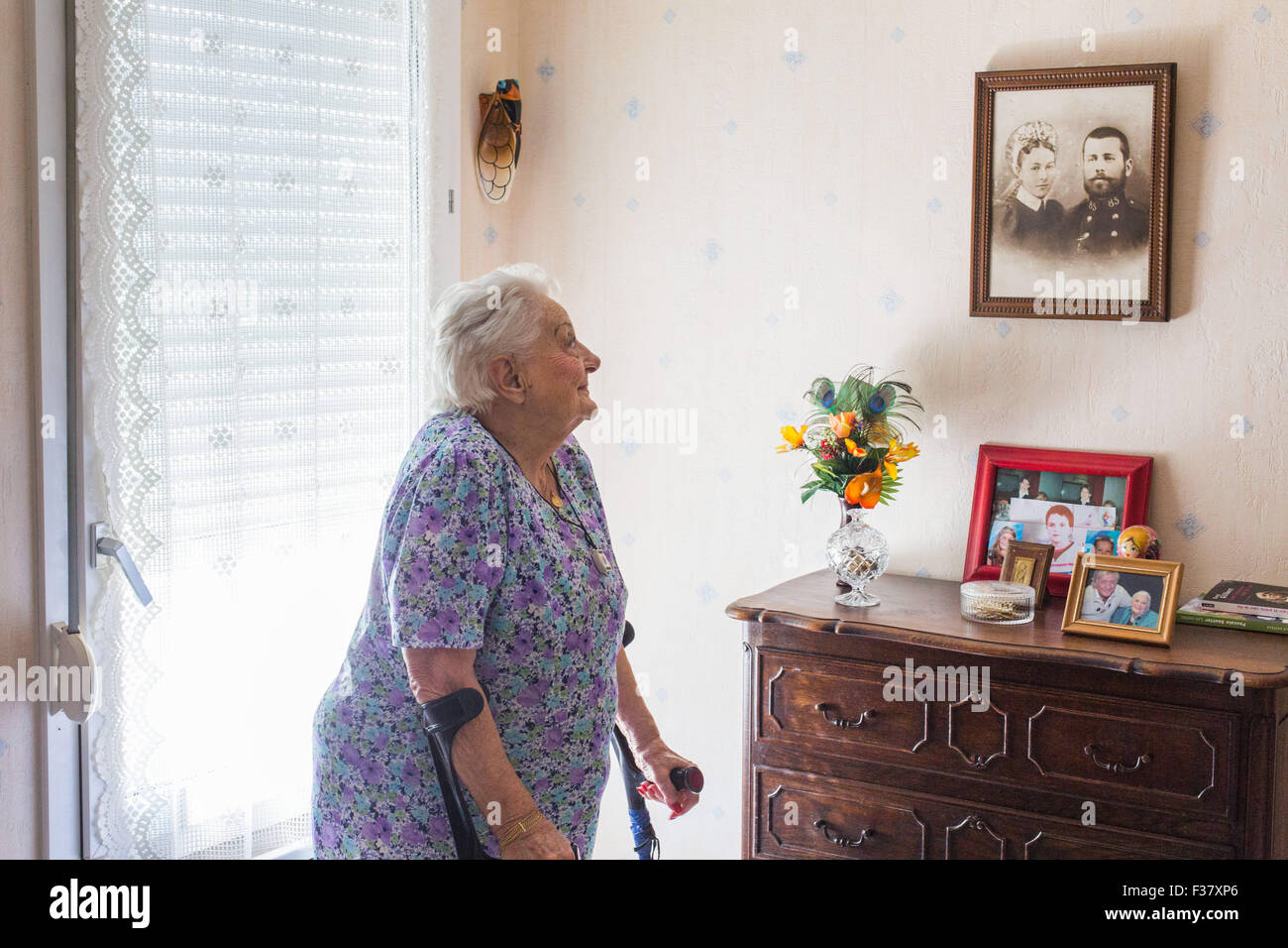 97 years old woman at home Stock Photo - Alamy