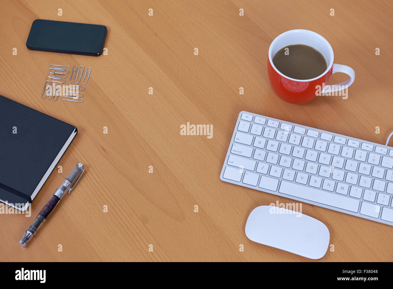 top view of items on an office workstation Stock Photo - Alamy