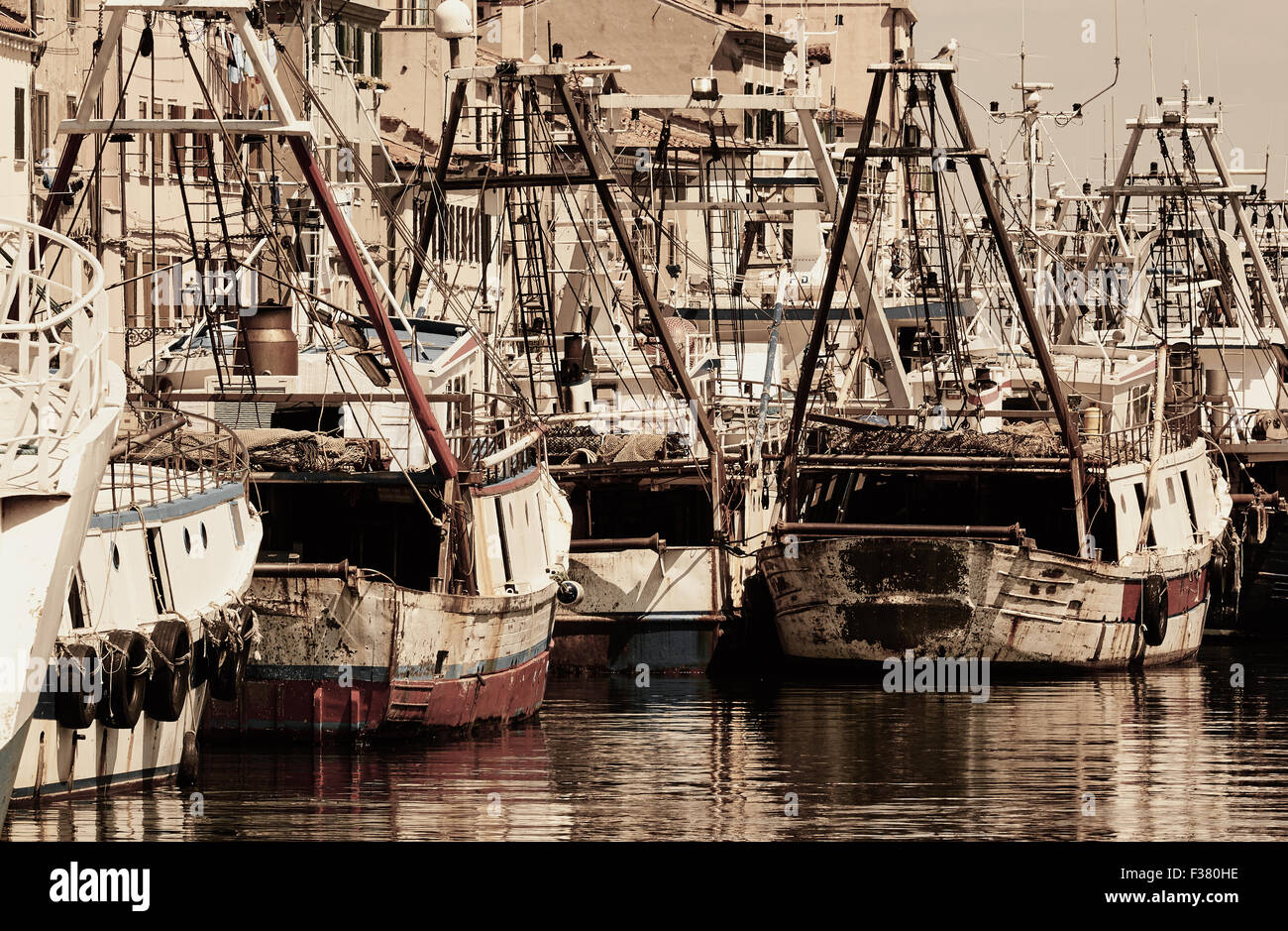 Fishing trawlers Chioggia Venetian Lagoon Veneto Italy Europe Stock ...