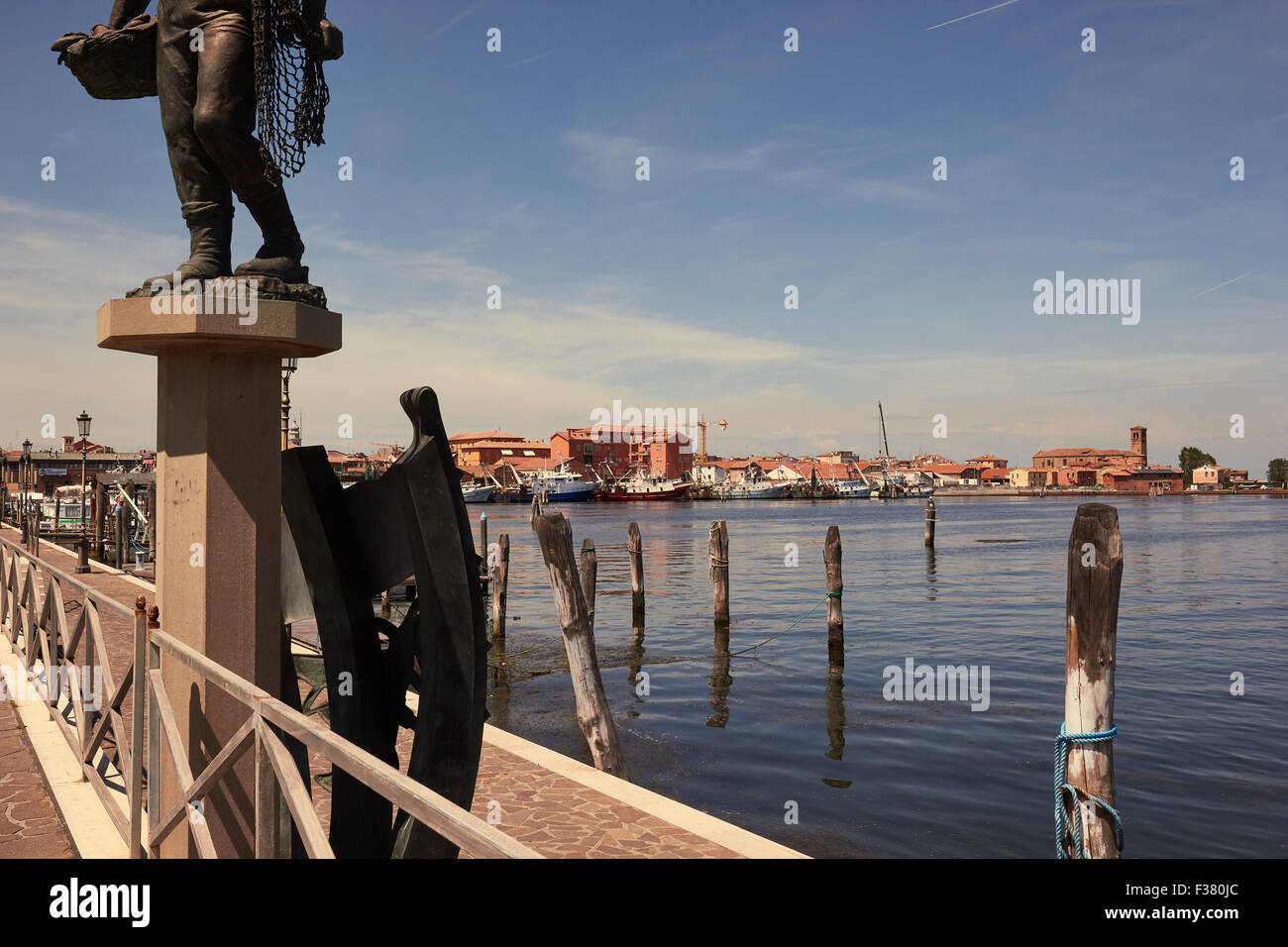 Section of waterfront statue dedicated to fishermen on the Venetian ...