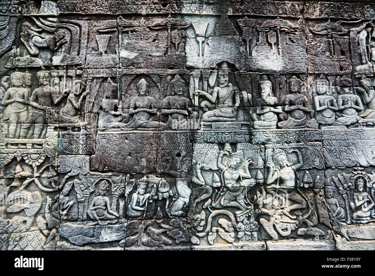Fragment of bas-relief at Bayon temple. Angkor Archaeological Park ...
