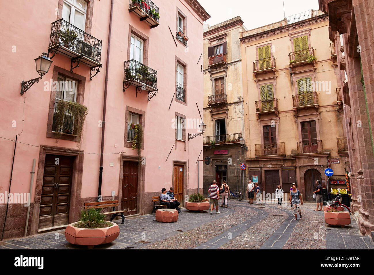 Classic street scene in Bosa, Sardinia Stock Photo - Alamy