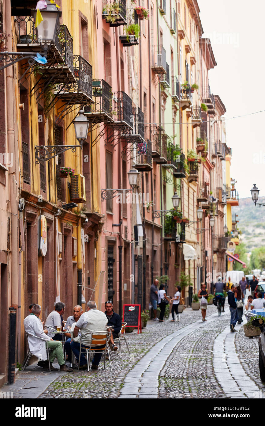 Classic street scene in Bosa, Sardinia Stock Photo - Alamy