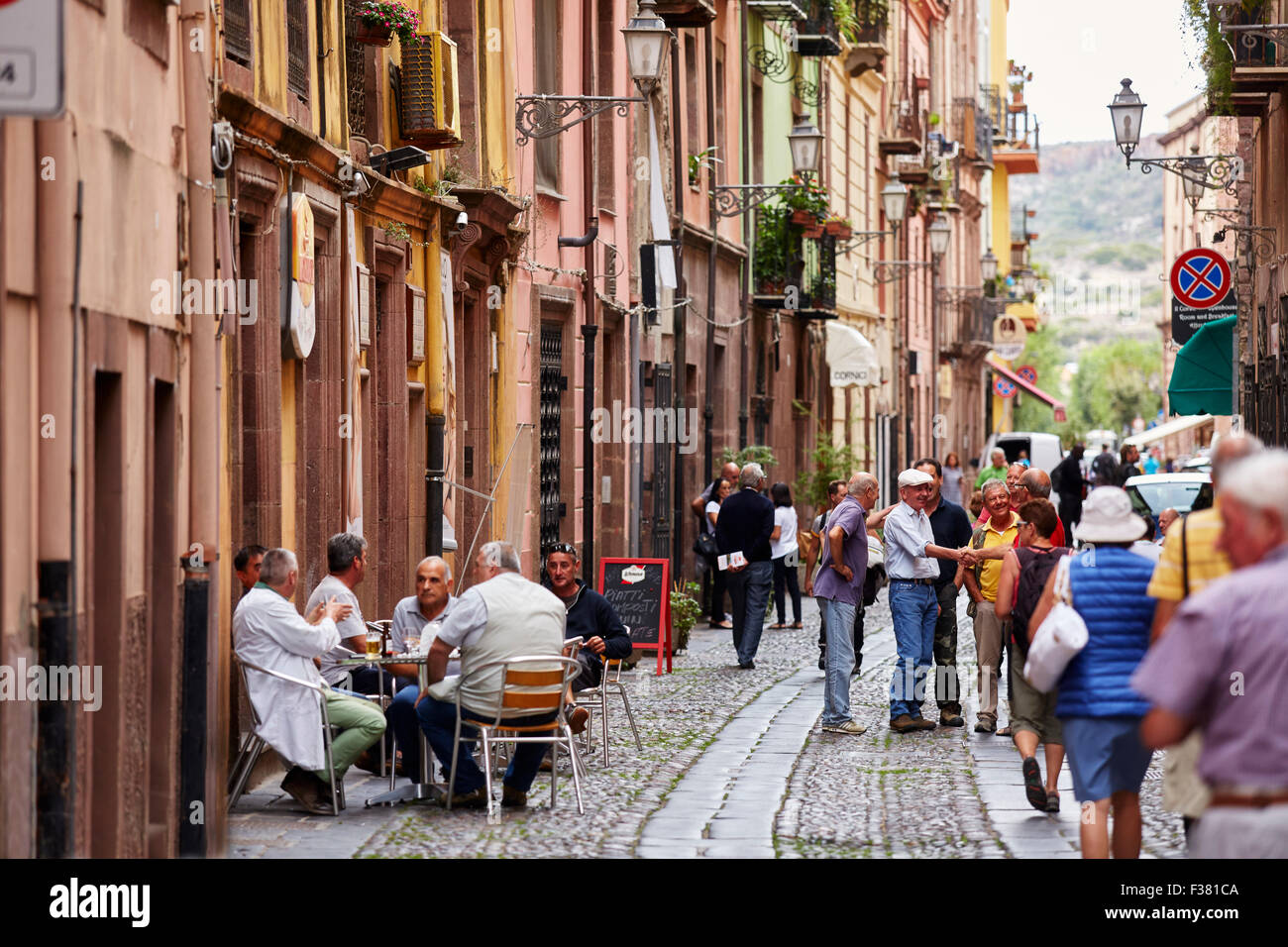 Classic street scene in Bosa, Sardinia Stock Photo - Alamy