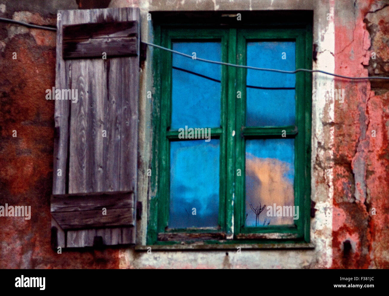 broke abstract old window shadow in italy milan Stock Photo - Alamy