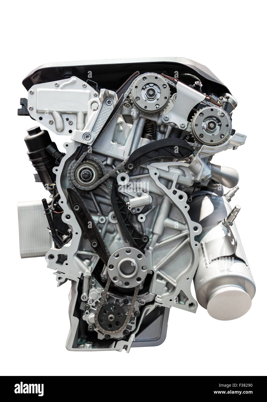 Four cylinder car engine isolated on white background Stock Photo - Alamy