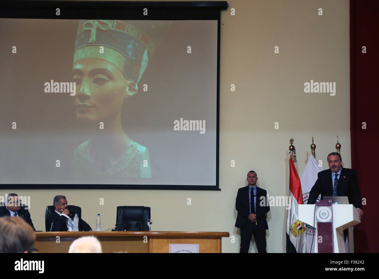 Cairo, Egypt. 1st Oct, 2015. British archaeologist Nicholas Reeves (1st ...