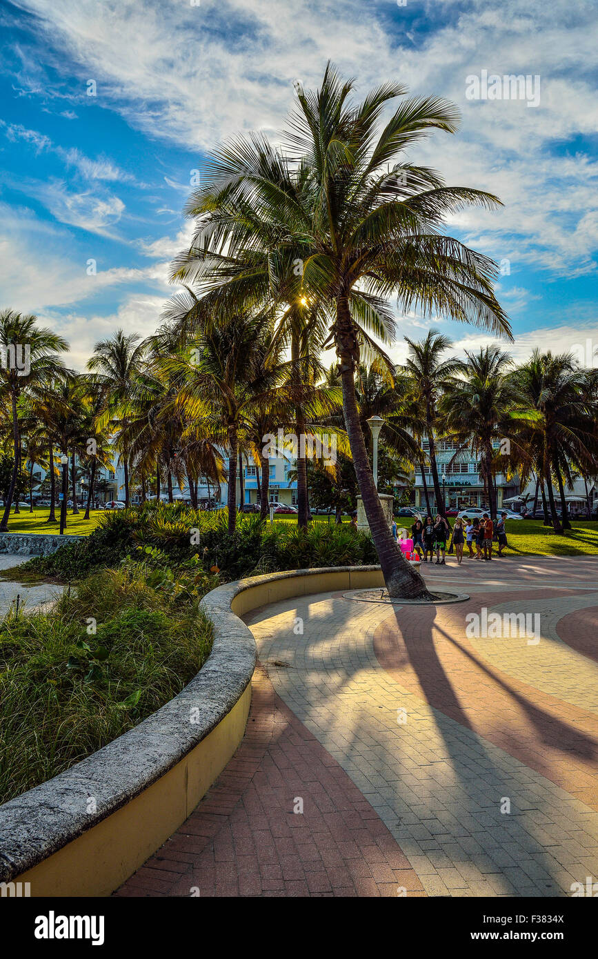 Florida Miami Beach Seafront Promenade Stock Photo - Alamy