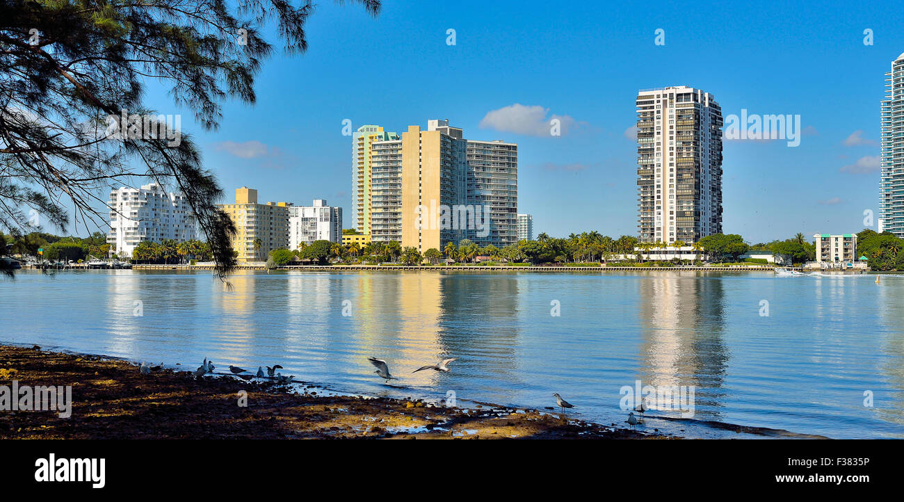 Florida Miami skyline from Key Biscayne Stock Photo - Alamy