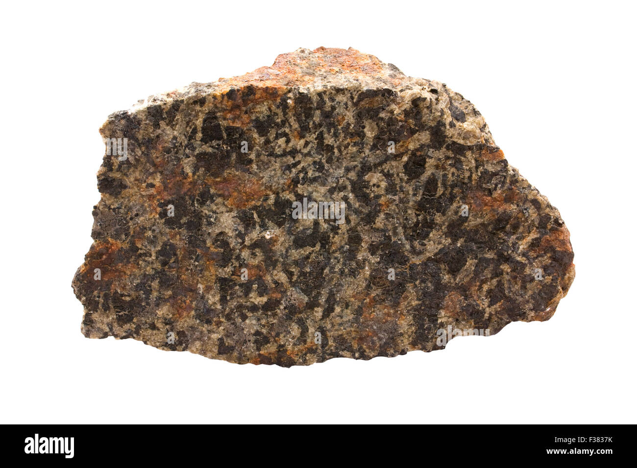 Olivine gabbro (olivine is orange (iddingsite Stock Photo - Alamy