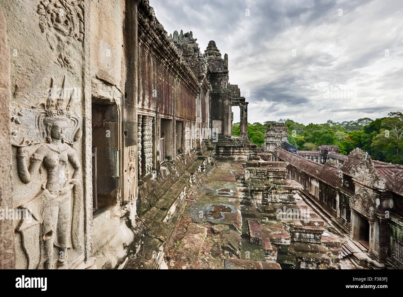 View from the top tier of Angkor Wat temple. Angkor Archaeological Park ...