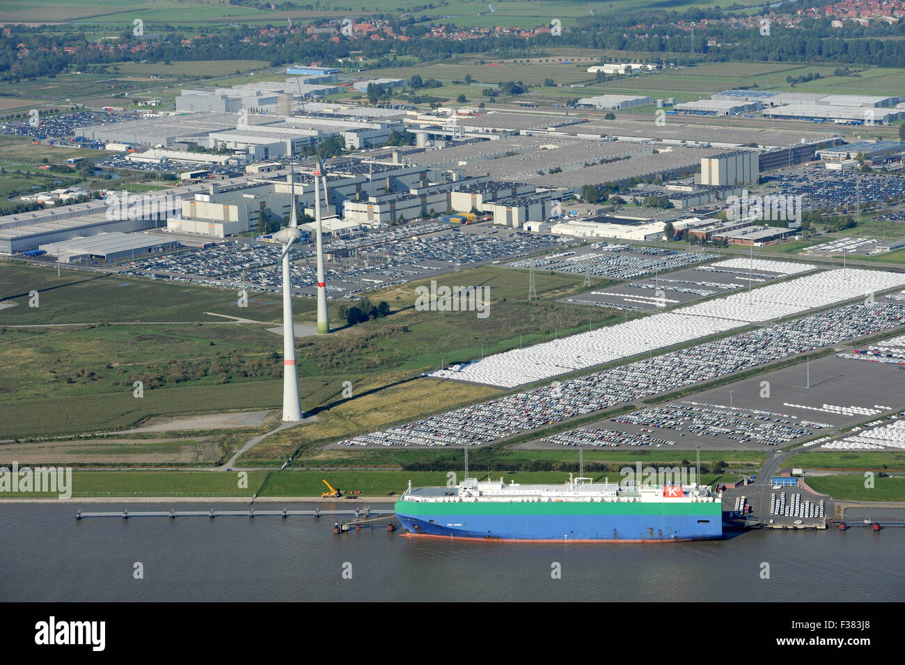 Emden, Germany. 30th Sep, 2015. A car freighter pictured at the pier of ...