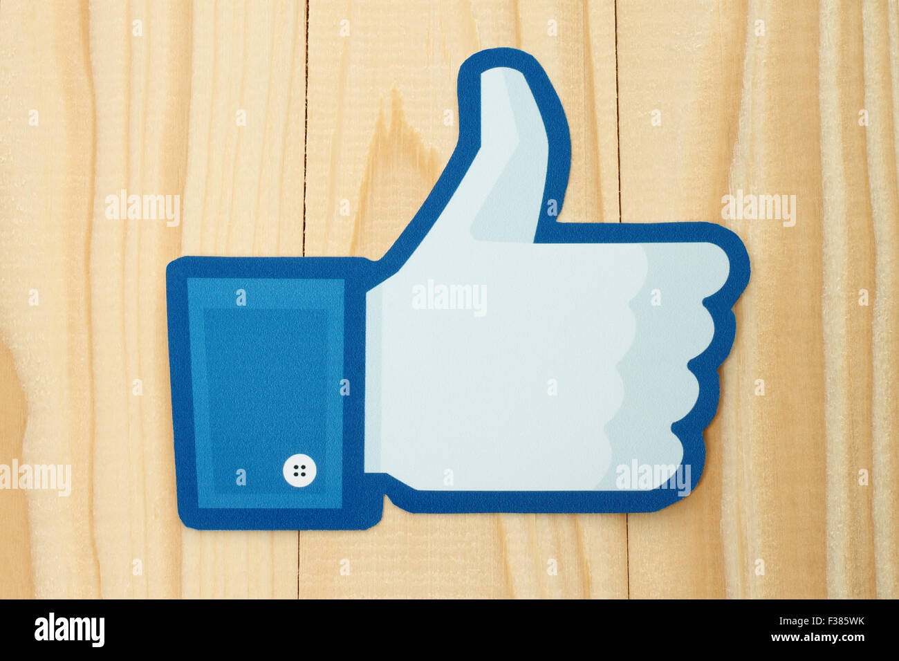 KIEV, UKRAINE - JANUARY 10, 2015: Facebook thumbs up sign printed on ...
