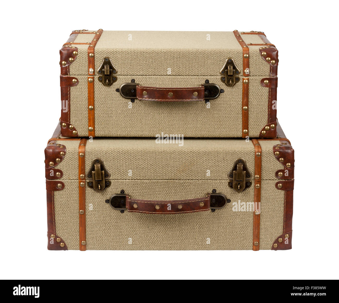 Vintage leather suitcases luggage Cut Out Stock Images & Pictures - Alamy