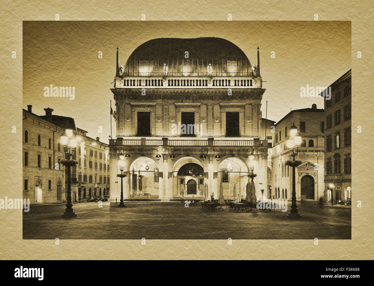 Renaissance-building Loggia, at Square Piazza della Logia, Brescia ...