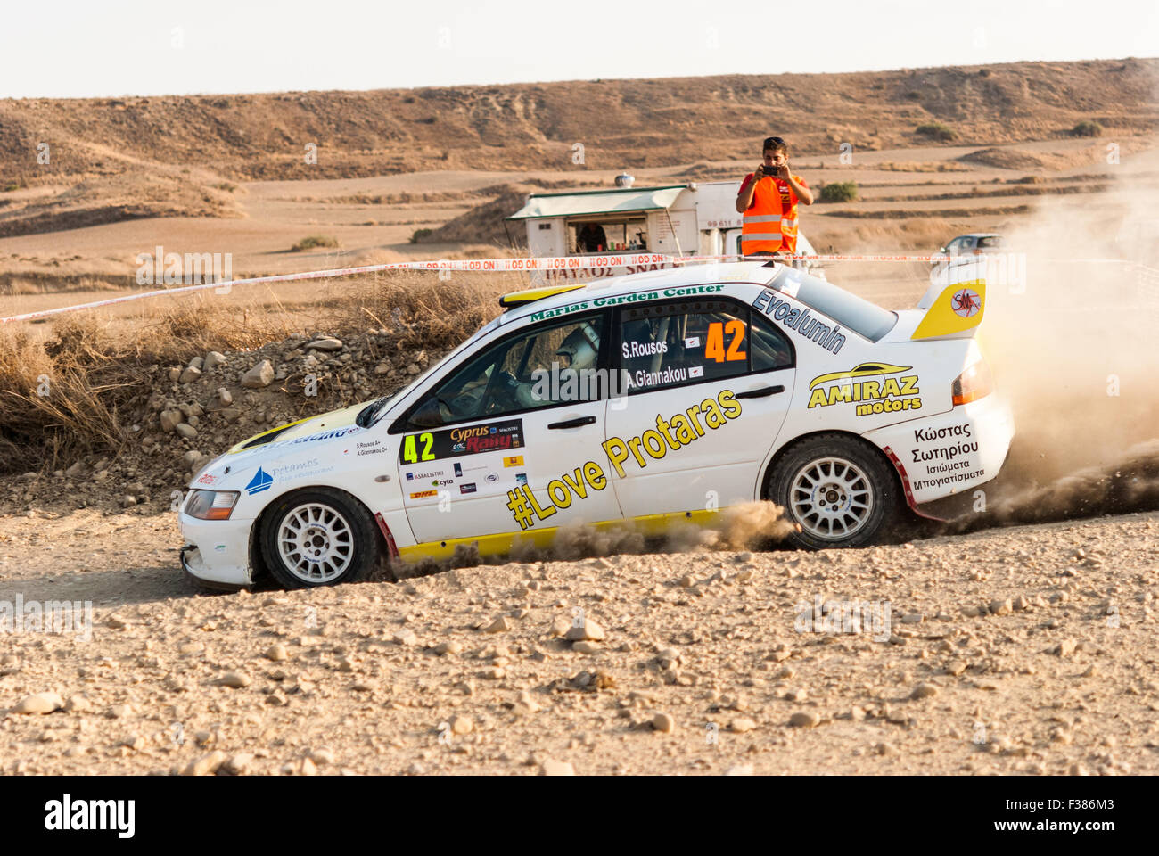 Cyprus rally 2015. Driver Sofianos ROUSOS, co-driver Andreas GIANNAKOU ...