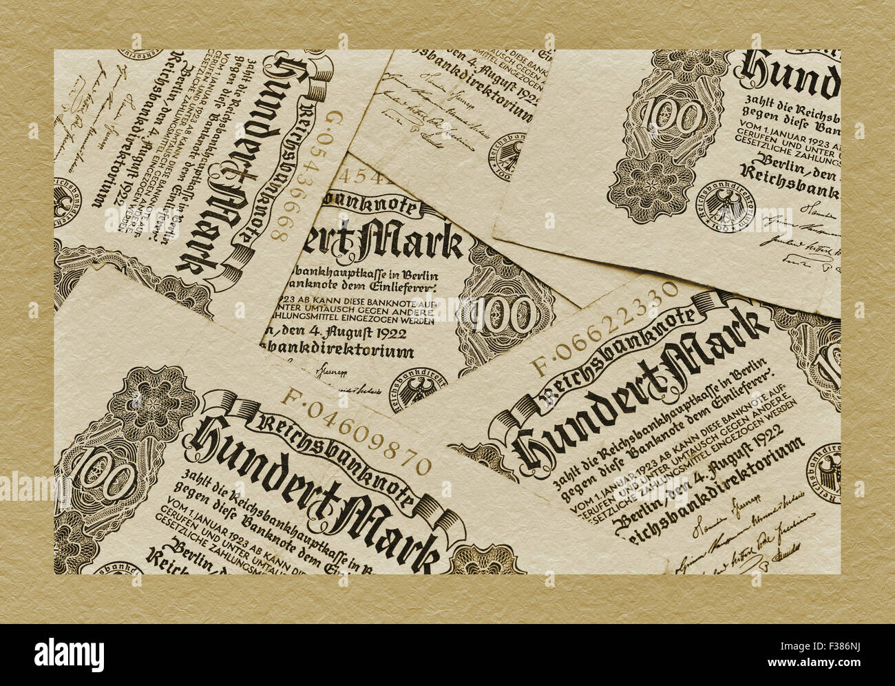 Detail photo of some old German bills of August 4th 1922 about the ...