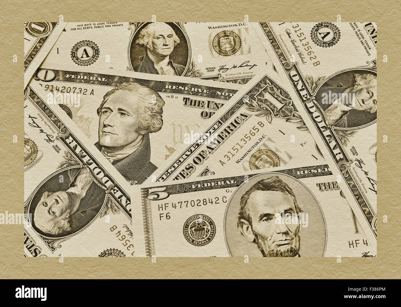 Detail photo of various U.S. American dollar bills Stock Photo - Alamy