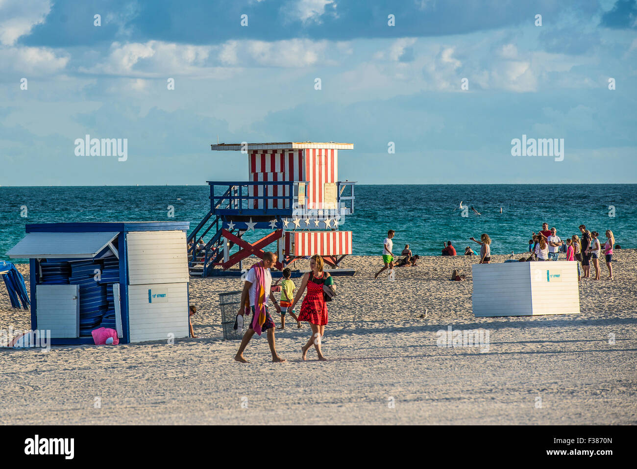 Florida Miami Beach The beach at 13th Street Stock Photo - Alamy