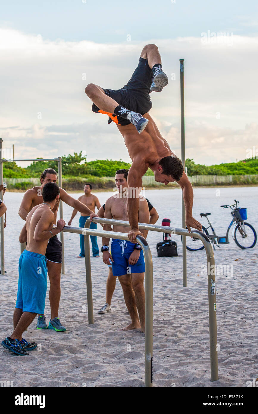 Miami Beach Fitness on the beach Stock Photo - Alamy