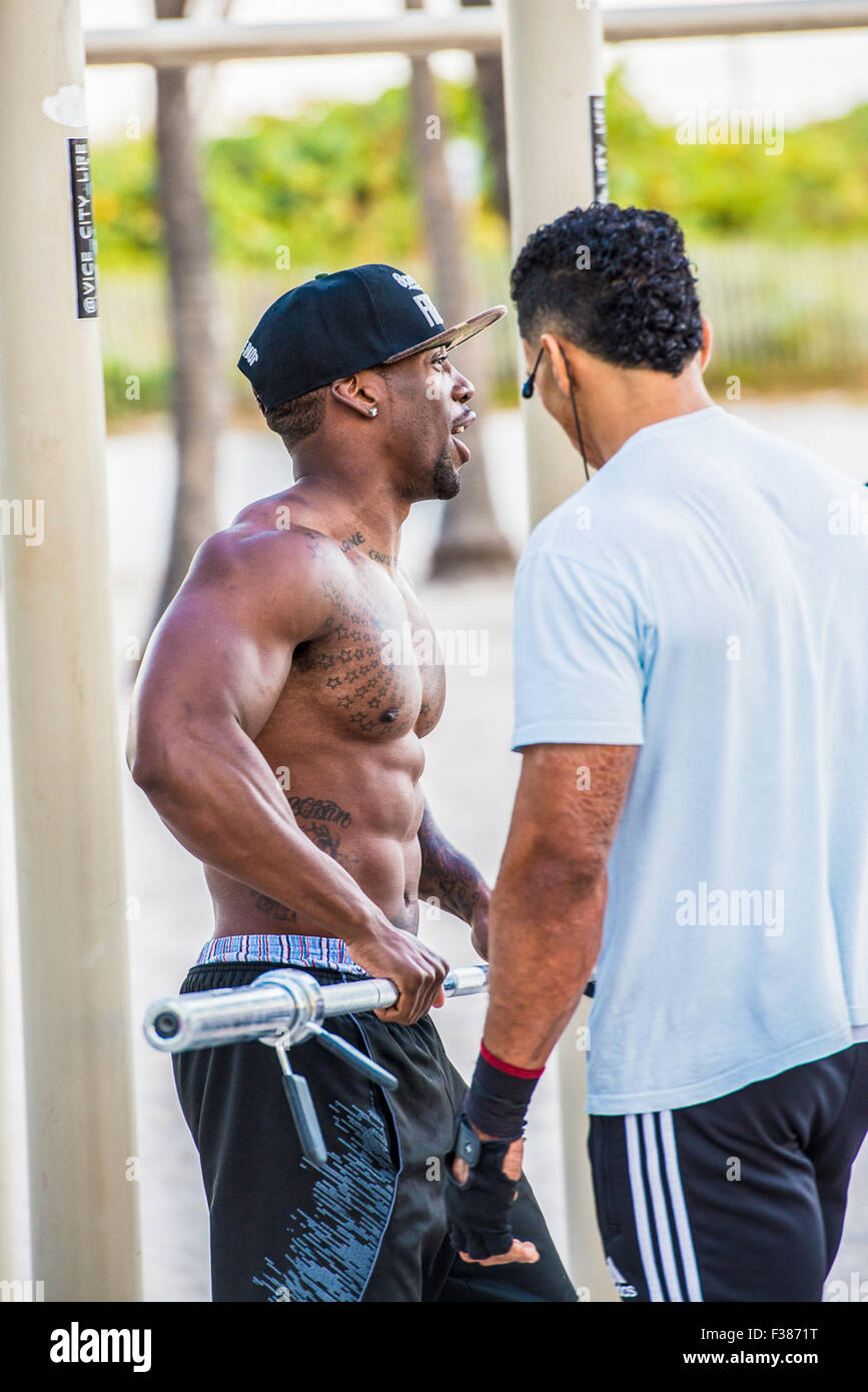 Miami Beach Fitness on the beach Stock Photo - Alamy