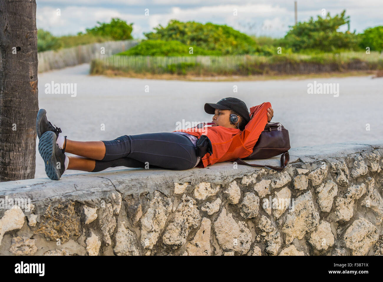 Florida Miami Beach Seafront relax time Stock Photo - Alamy