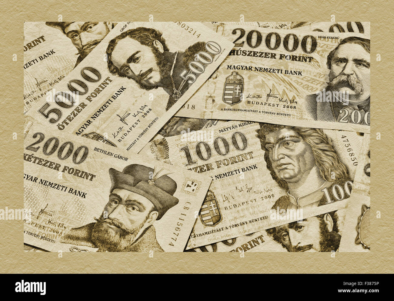 Detail photo of different Hungarian Forint Banknotes Stock Photo - Alamy