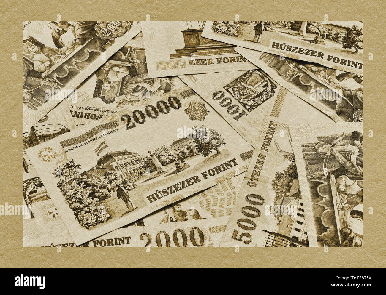 Detail photo of different Hungarian Forint Banknotes Stock Photo - Alamy