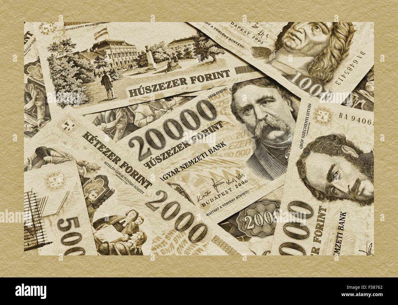 Detail photo of different Hungarian Forint Banknotes Stock Photo - Alamy