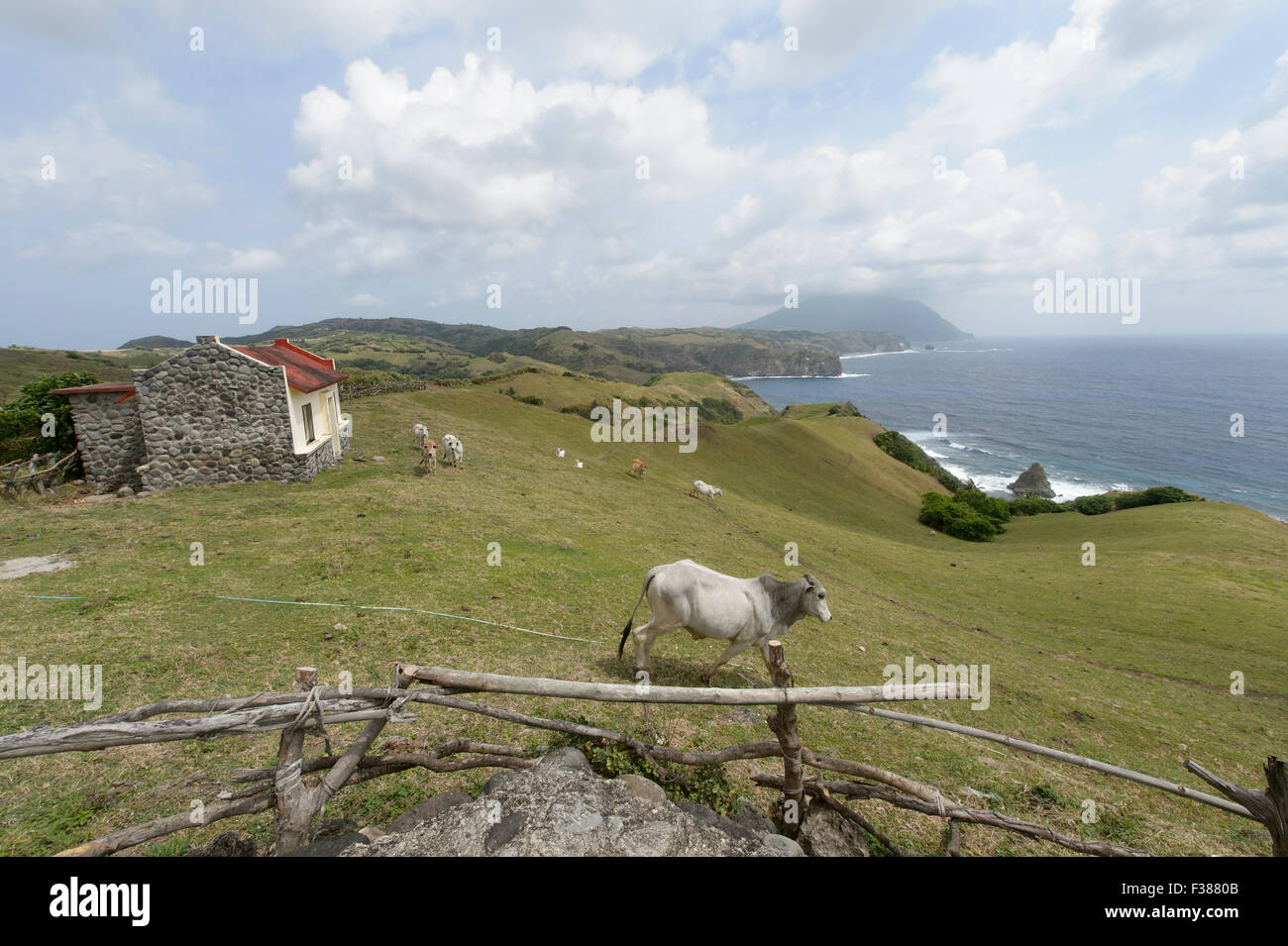 Landscape view at Tayid Lighthouse in Batanes Island, Phillipines ...