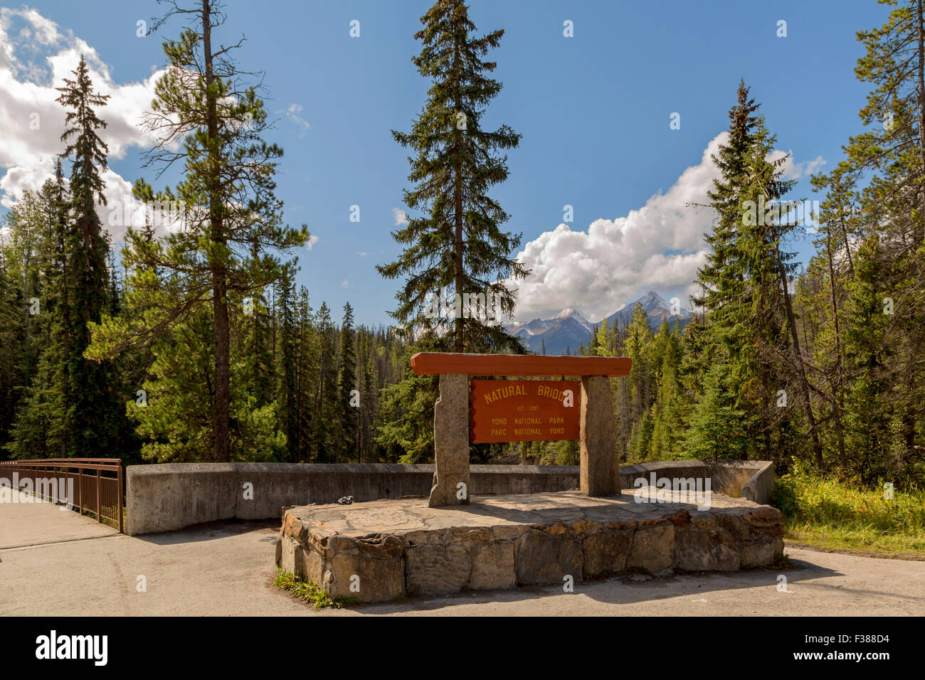 Natural Bridge sign at Kicking Horse River, in Yoho National Park ...