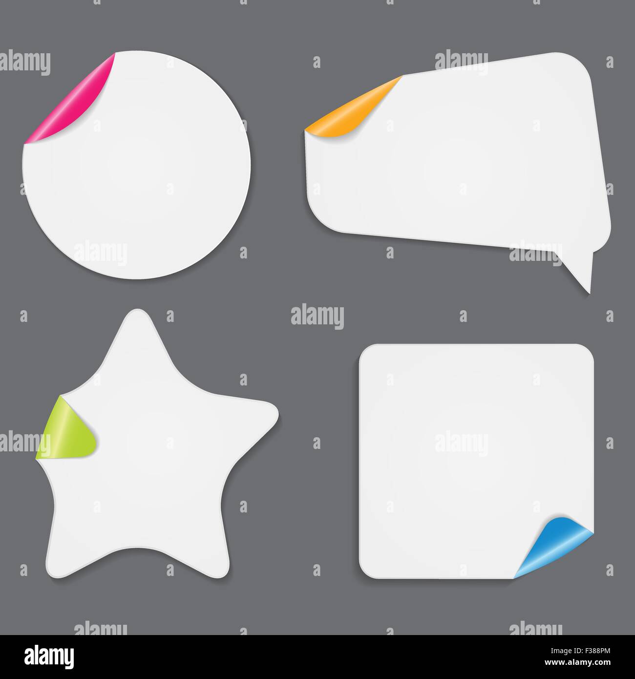 Realistic White Paper Stickers Isolated on White Background Vect Stock ...