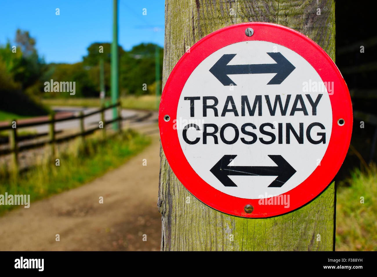Tram crossing warning sign hi-res stock photography and images - Alamy