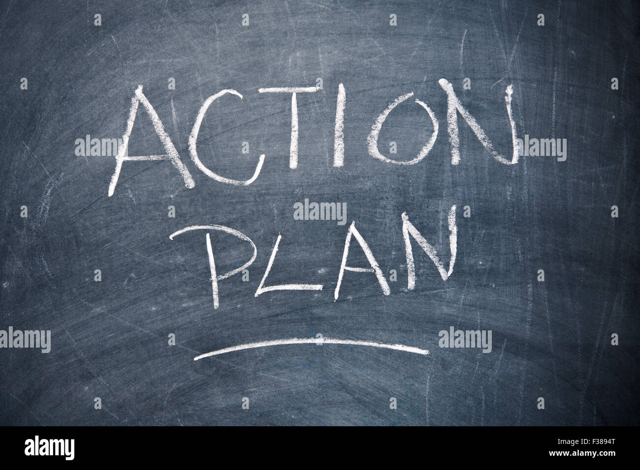 Action plan written with chalk on chalkboard Stock Photo - Alamy