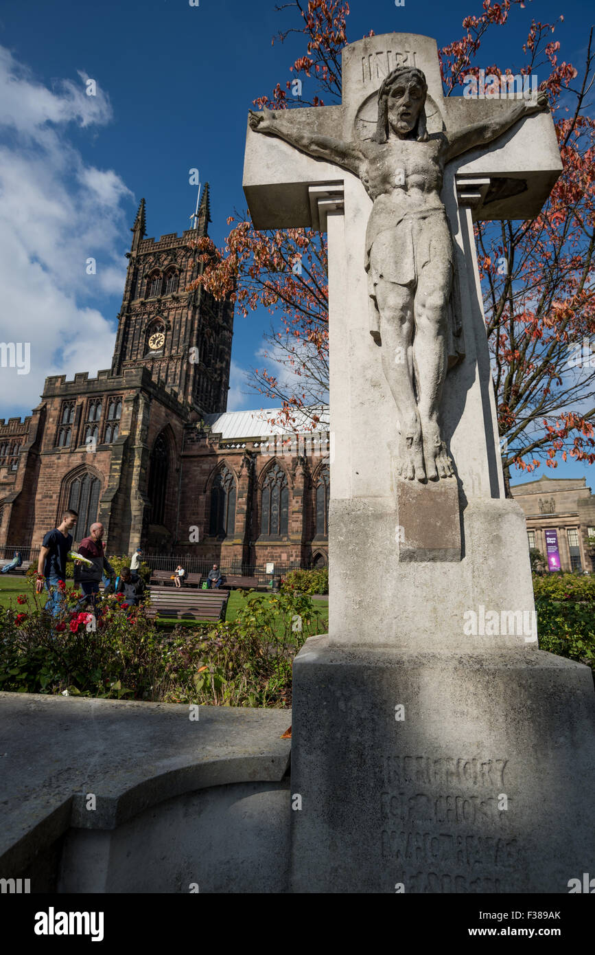 The statue of Christ in front of St Peters Church Wolverhampton West ...