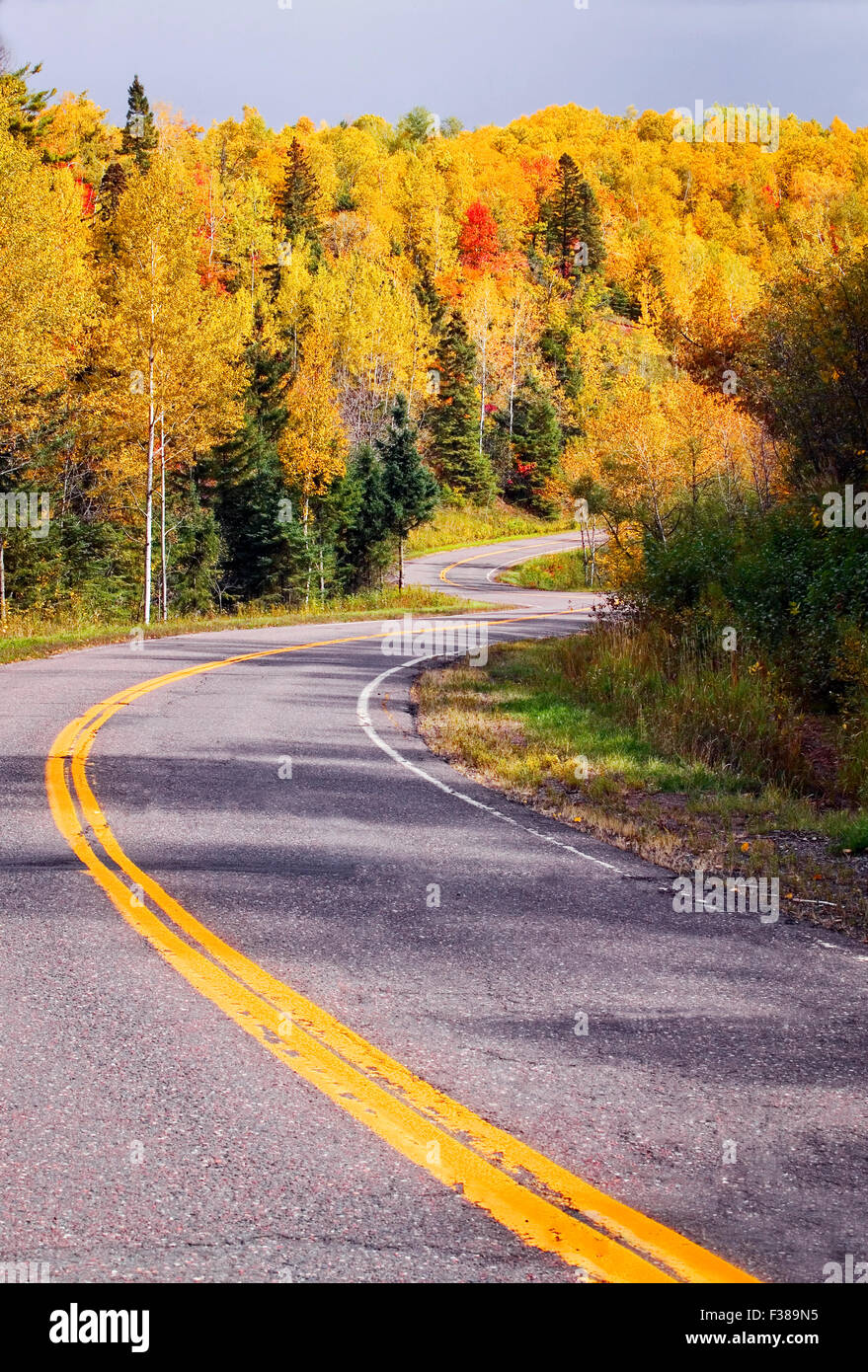 Highway 210 winds through Jay Cooke State Park, Minnesota Stock Photo ...